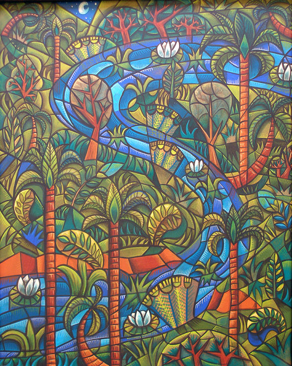 Night and River - Ken Ruzic - Paintings,Drawings,Ceramics,Pyrography ...