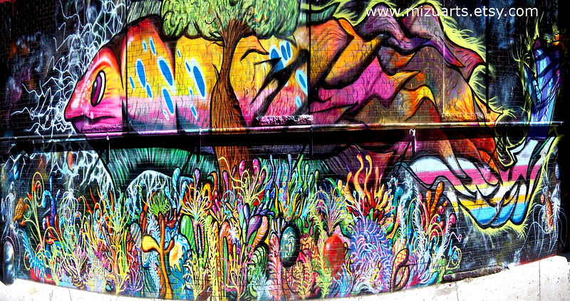 Electric Rainbow Catfish Mural - Mr. Mizu - Loud Paintings & Colorful ...