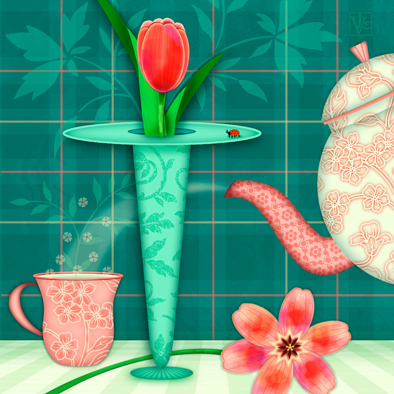 T is for Two Tulips with Tea - Picture Book Studio