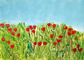 Amy Kaufman, Flower Field Red, unique monotype - AMY KAUFMAN ...