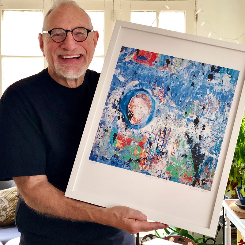 Holding a framed Rough Seas One - Edward Bock - Artist
