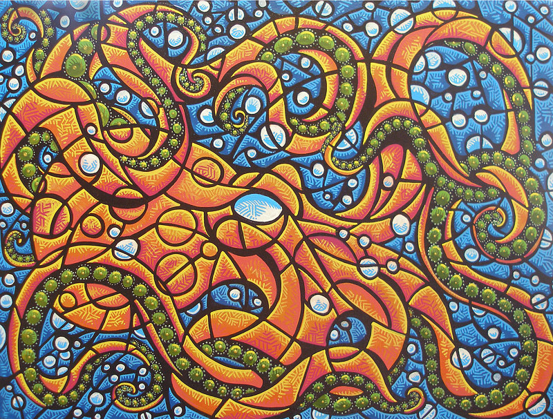 105 Stained Glass Octopus - Ken Ruzic - Paintings,Drawings,Ceramics ...