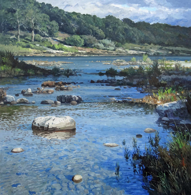 Frio at Garner #4, 48" x48" 2014, oil on canvas - David Caton