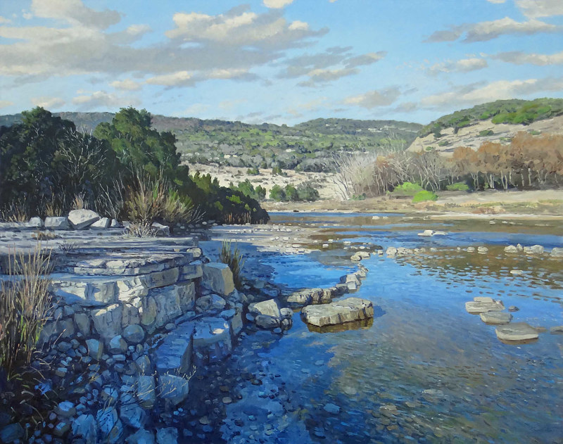 West Prong of the Frio, 48”x60”, 2015, oil on canvas - David Caton