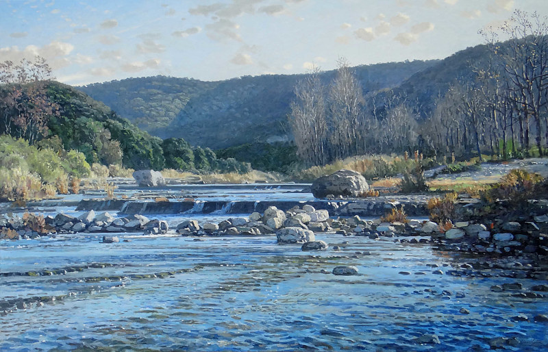 West prong of the Frio #6, 40" x 60", 2015, oil on canvas - David Caton