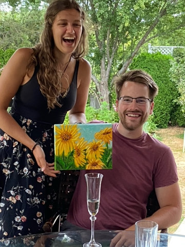 Julia Templeman and Bennett Vivian with Sunflower painting 2021 ...