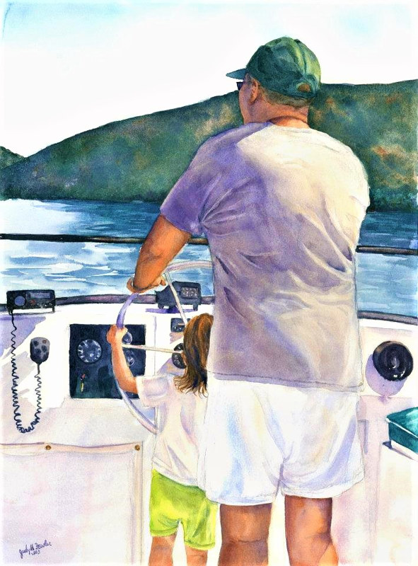 Caption in Training - Original watercolors by Judy H. Fowler