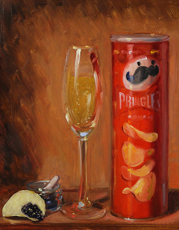 "Pringles, Caviar, Champagne" Canvas Print - Noah Verrier - Oil Paintings