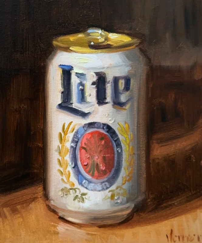 "Miller Lite" Hand Embellished - Noah Verrier - Oil Paintings