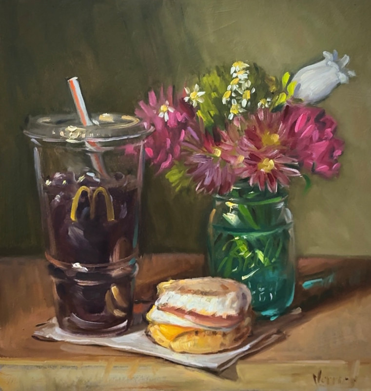 "Egg McMuffin" Hand Embellished - Noah Verrier - Oil Paintings