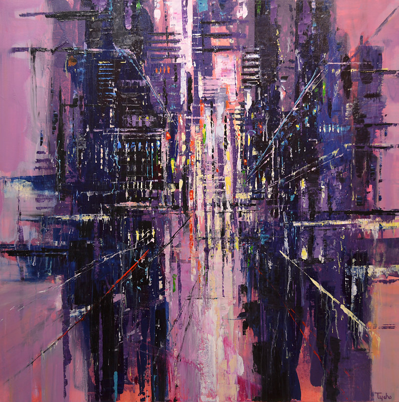 Urban Composition in Magenta and Black - DAVID TYCHO | artist
