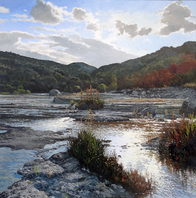Upper frio late afternoon 48"x48", 2024 - David Caton
