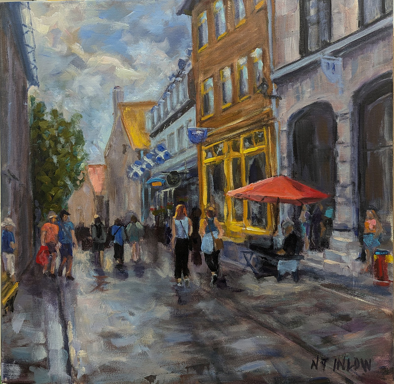 Old Quebec City painting - Nancy Inlow - Artist