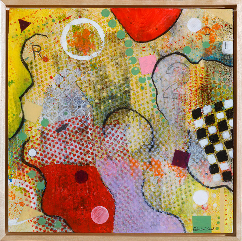 SOLD! R2D2 1446 12x12 acrylic on wood panel framed - Edward Bock - Artist