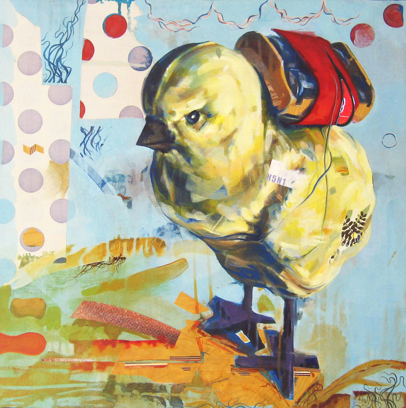 Chick, 25"x 25", Acrylic on Canvas - Alan Disparte