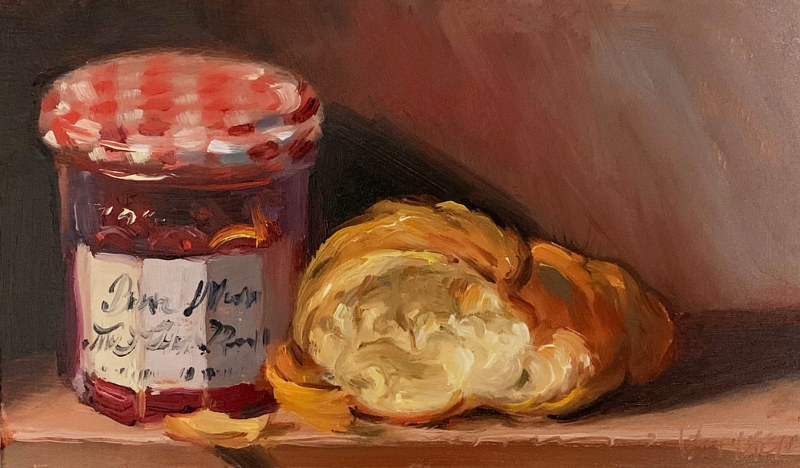 "Croissant and Jam" Hand Embellished - Noah Verrier - Oil Paintings