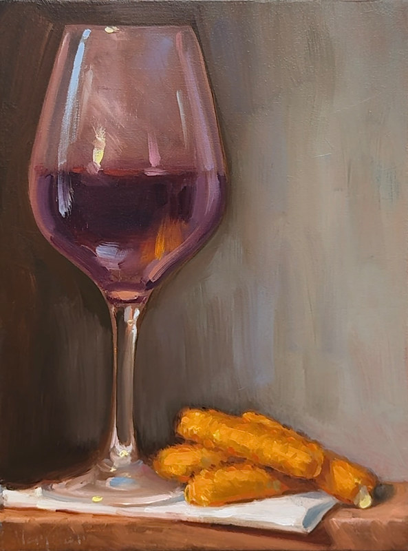 “Girl Dinner with Mozz Sticks” Hand Embellished” - Noah Verrier - Oil ...