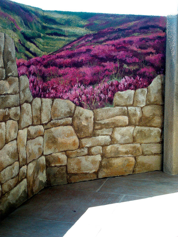 Stone Wall with Field Mural - Balcony - Cindy Scaife