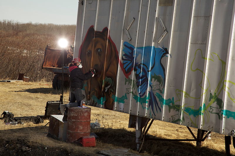 Process shots of mural development - Sharon Hunter Artist