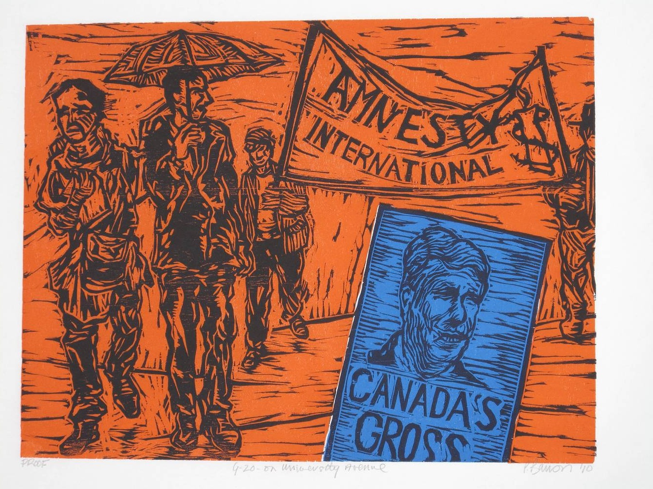 Images of Protest G20 Woodcut Prints - Peter Barron - Artist