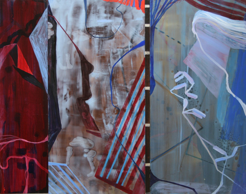 SUSAN SHARP Looming 49" x 62" x 2" oil on panels